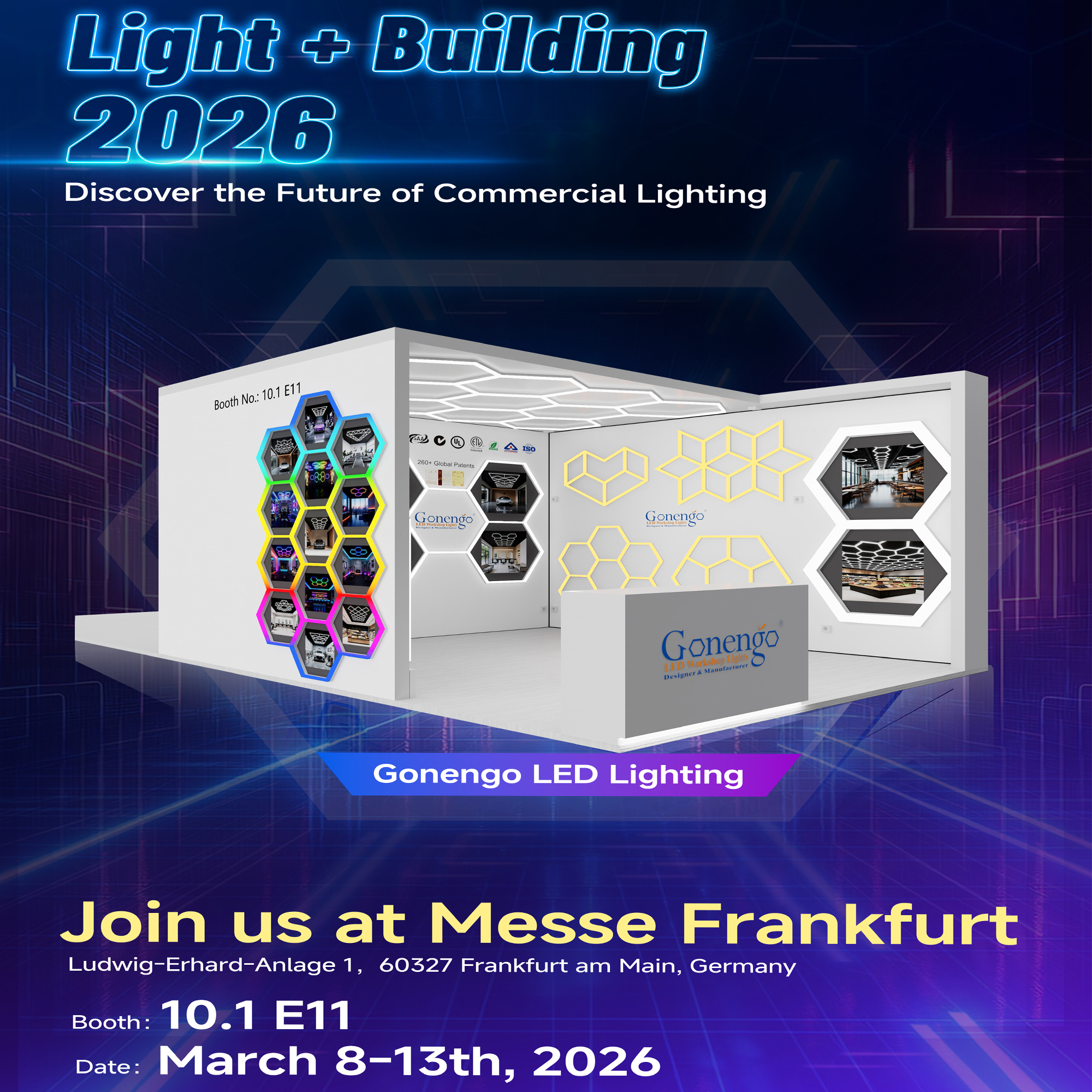 Geometric LED Lights Glow At 2026 Messe Frankfurt Soon!